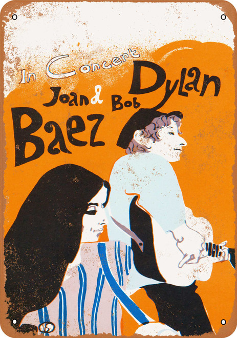 1965 Bob Dylan and Joan Baez Metal Sign