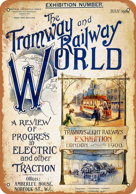 1900 Tramway and Railway World Metal Sign