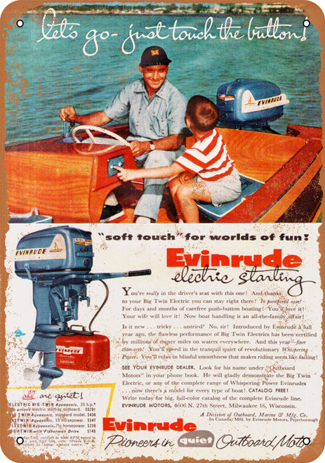 1955 Evinrude Outboard Motors Metal Sign