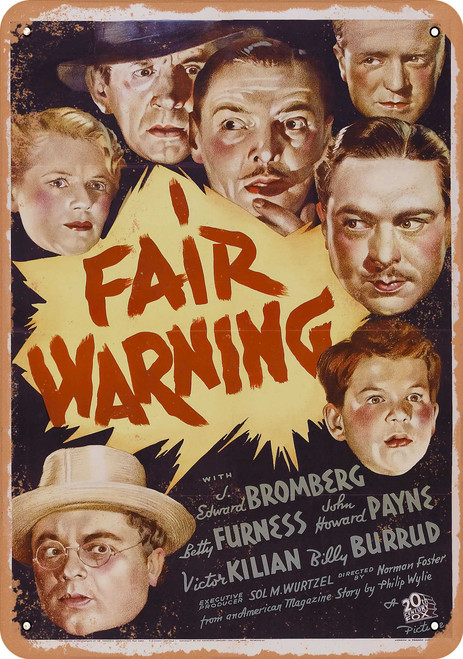Fair Warning (1937) Metal Sign