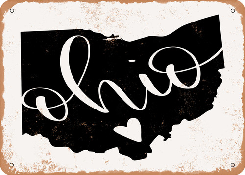 Ohio Heart Metal Sign