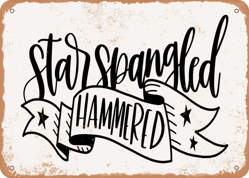 Star Spangled Hammered Metal Sign