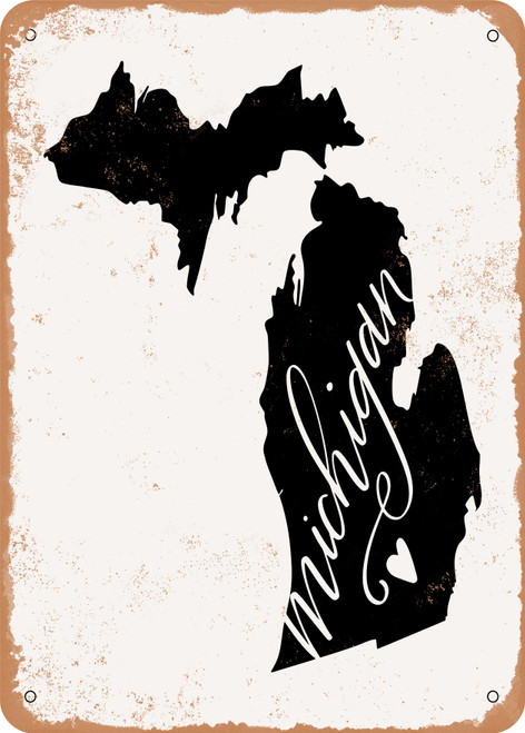 Michigan Heart Metal Sign