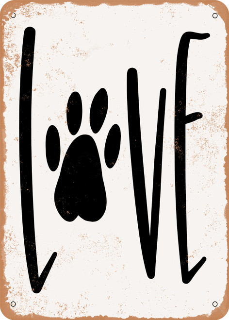 Love Paw Print Metal Sign