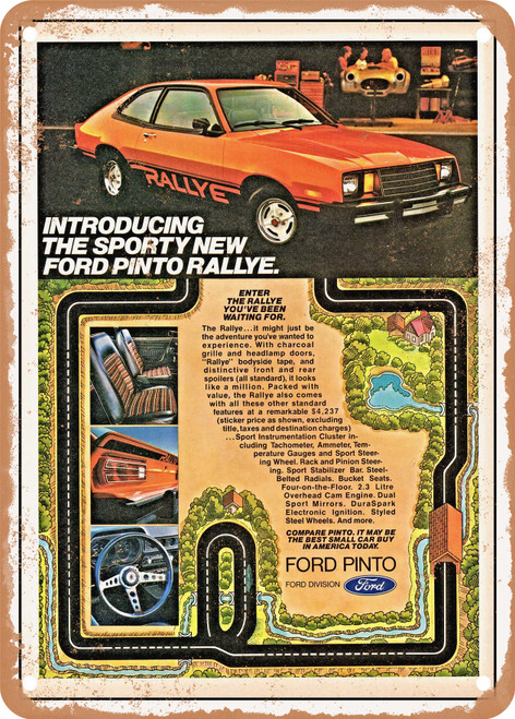 1979 Ford Pinto Rallye Vintage Ad Metal Sign