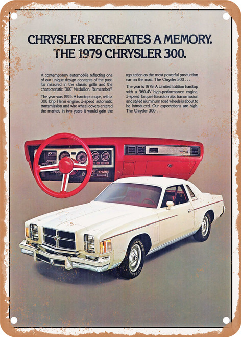1979 Chrysler 300 Vintage Ad Metal Sign