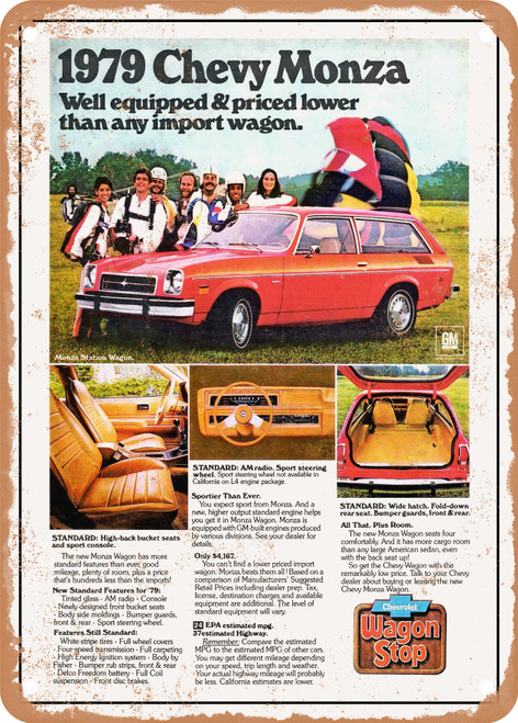 1979 Chevy Monza Wagon Vintage Ad Metal Sign