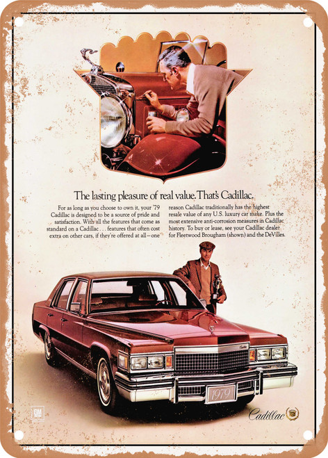 1979 Cadillac Fleetwood Brougham Vintage Ad Metal Sign