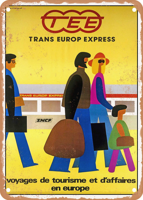 1977 TEE Trans Europ Express SNCF Vintage Ad Metal Sign