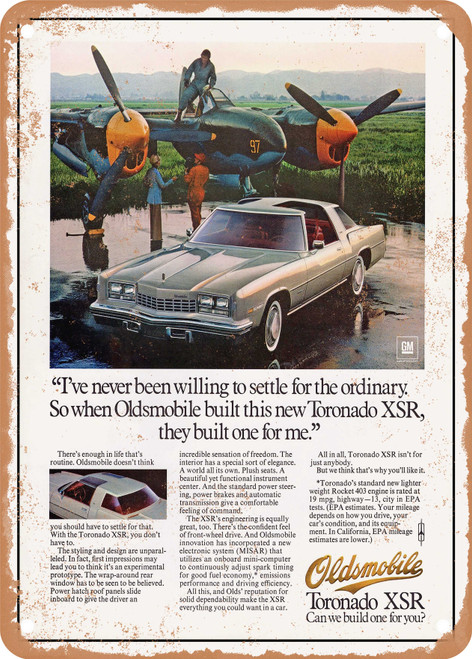 1977 Oldsmobile Toronado XSR 2 Vintage Ad Metal Sign