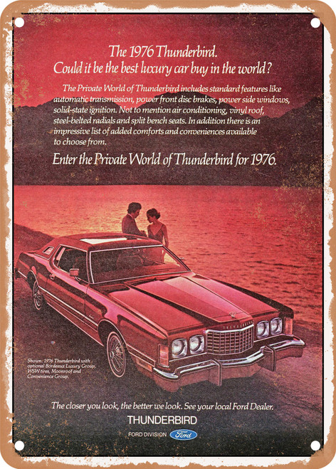 1976 Ford Thunderbird Vintage Ad Metal Sign