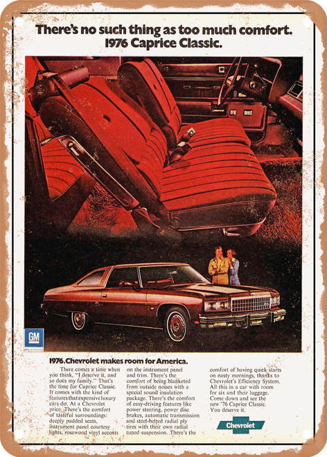 1976 Chevy Caprice Classic Coupe Ad Vintage Ad Metal Sign