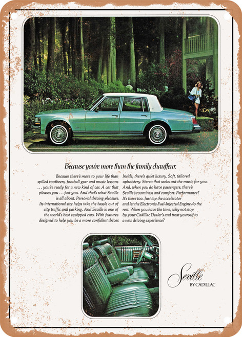 1976 Cadillac Seville Vintage Ad Metal Sign