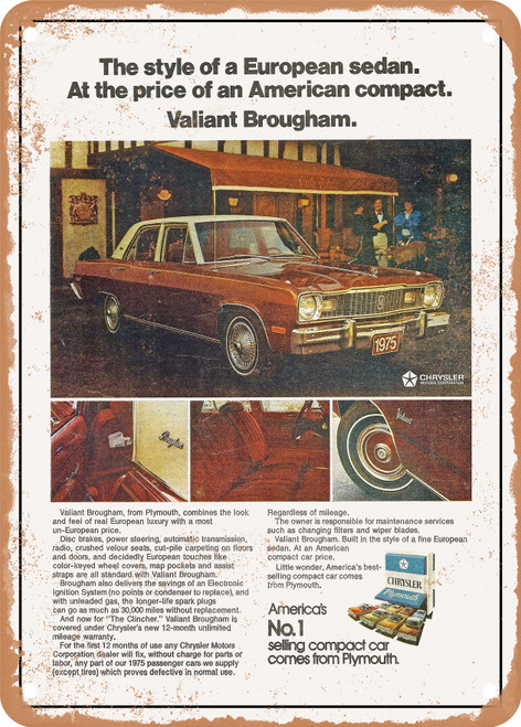 1975 Plymouth Valiant Brougham the Style of a European Sedan Vintage Ad ...