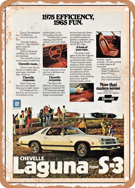 1975 Chevy Chevelle Laguna Type S 3 Vintage Ad Metal Sign