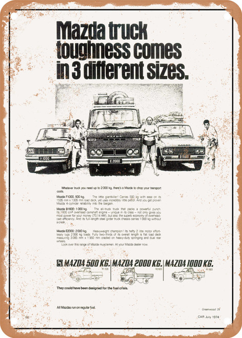 1974 Mazda Trucks South Africa Vintage Ad Metal Sign