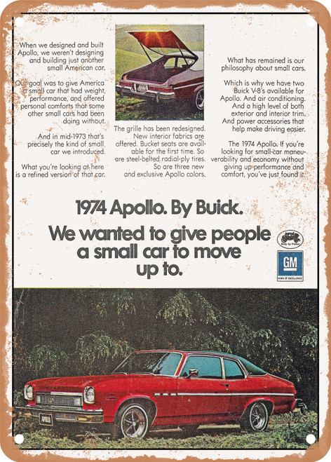 1974 Buick Apollo Vintage Ad Metal Sign