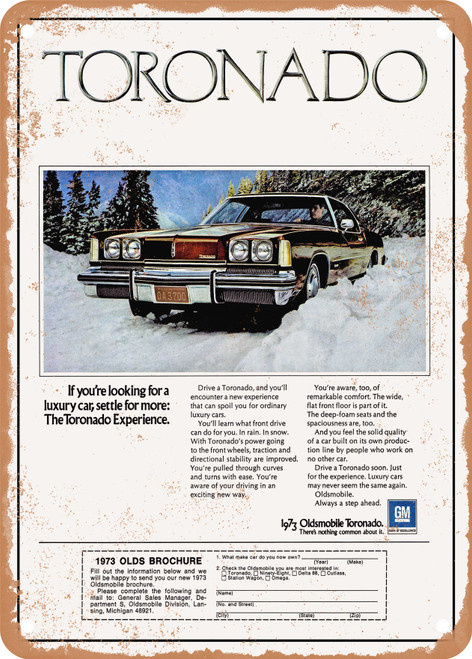 1973 Oldsmobile Toronado Vintage Ad Metal Sign