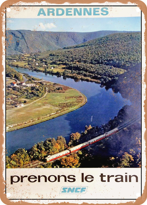 1973 Ardennes, take the train SNCF Vintage Ad Metal Sign