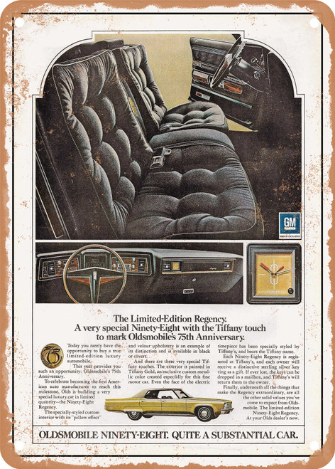 1972 Oldsmobile Ninety Eight Limited Edition Regency Vintage Ad Metal Sign