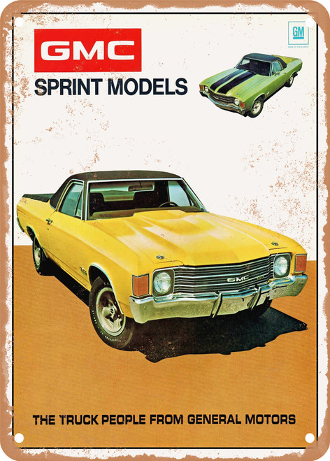 1972 GMC Sprint Models Vintage Ad Metal Sign