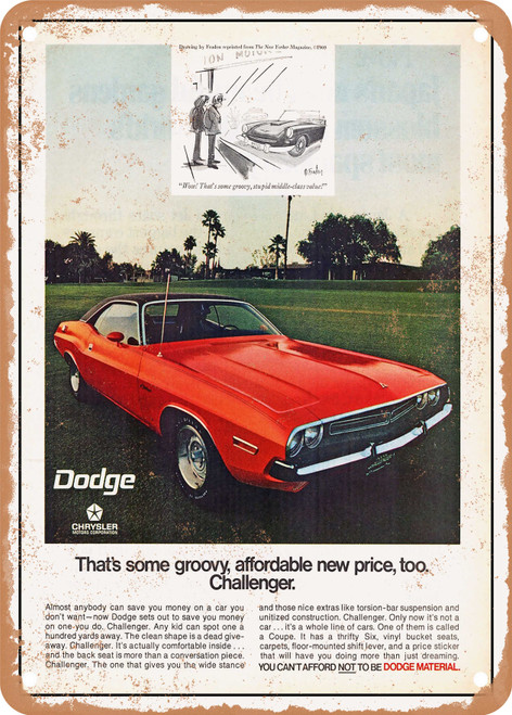 1971 Dodge Challenger Vintage Ad Metal Sign