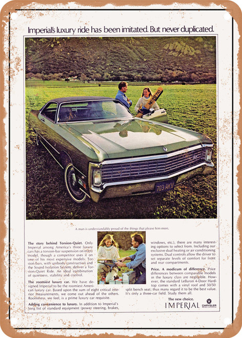 1970 Imperial 2 Door Hardtop Vintage Ad Metal Sign