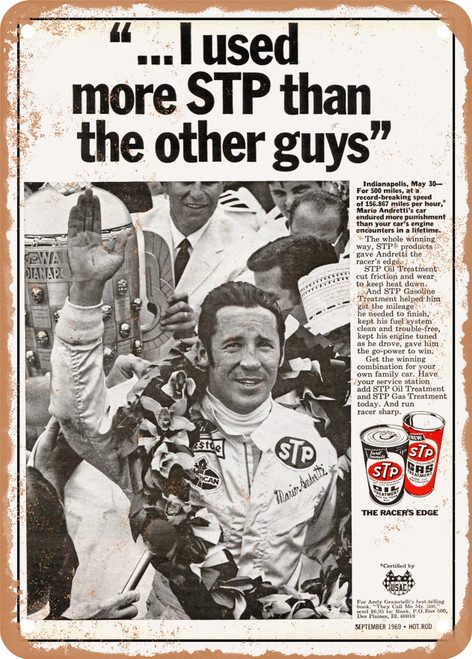 1969. I Used More STP Than the Other Guys STP Vintage Ad Metal Sign