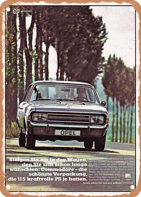 1969 Opel Commodore Germany Vintage Ad Metal Sign