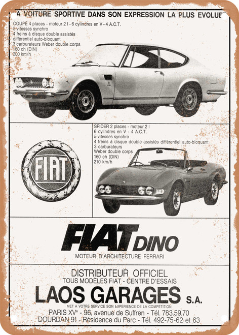 1969 Fiat Coupe and Spider Vintage Ad Metal Sign