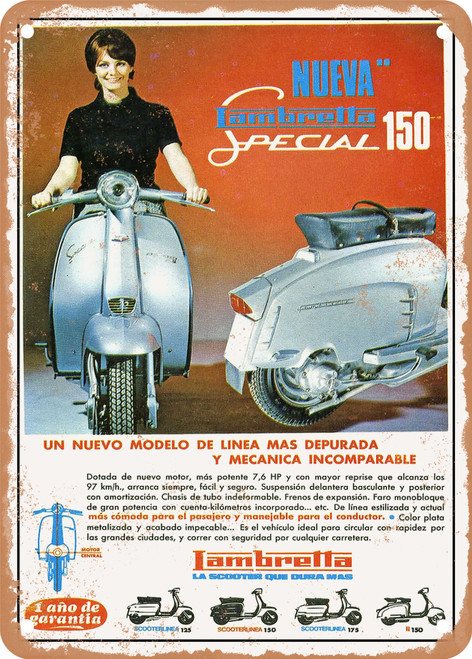 1967 Lambretta Nueva Special 150 Vintage Ad Metal Sign