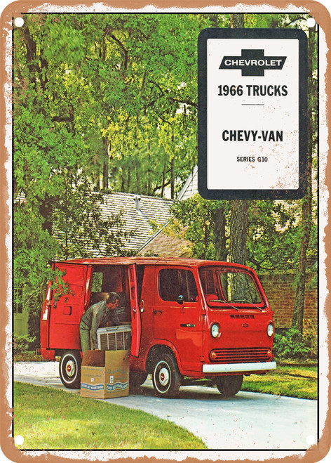 1966 Chevy Trucks Chevy Van Model G10 Vintage Ad Metal Sign