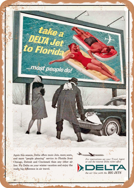 1965 Take a Delta Jet to Florida ...most People Do Vintage Ad Metal Sign