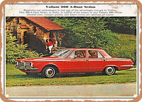 1965 Plymouth Valiant 200 4 Door Sedan Vintage Ad - 14x10 Metal Sign ...