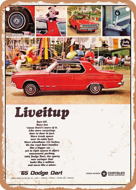 1965 Dodge Dart GT Hardtop Vintage Ad Metal Sign