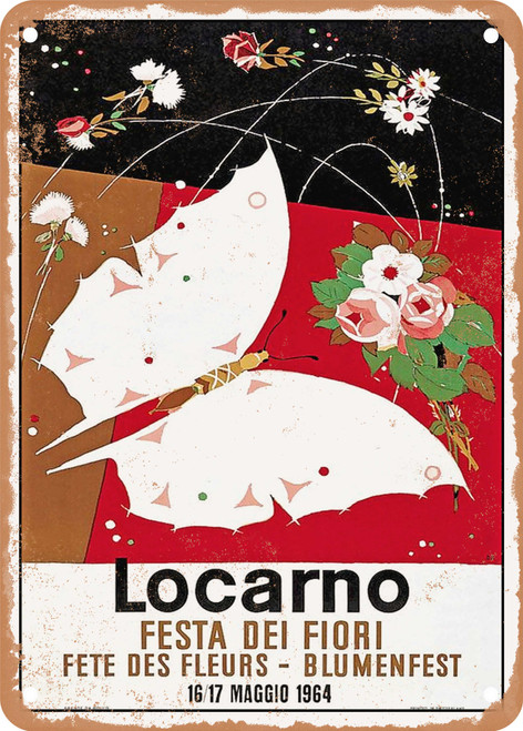 1964 Locarno Festival of Flowers (Blumenfest) Vintage Ad Metal Sign