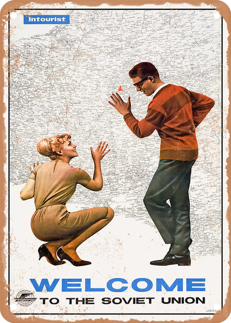 1964 Intourist Welcome to the Soviet Union Vintage Ad Metal Sign
