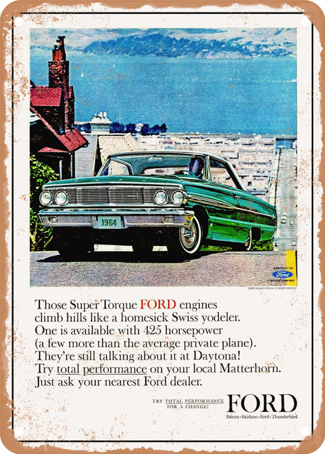 1964 Ford Galaxie 500/XL 2 Door Hardtop 2 Vintage Ad Metal Sign