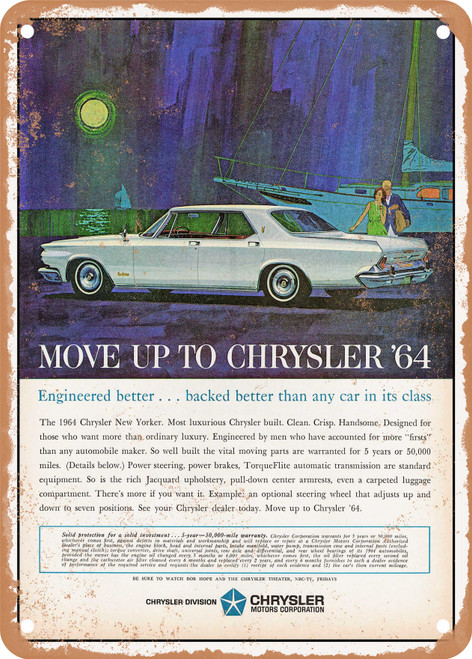 1964 Chrysler New Yorker 4 Door Hardtop Vintage Ad Metal Sign