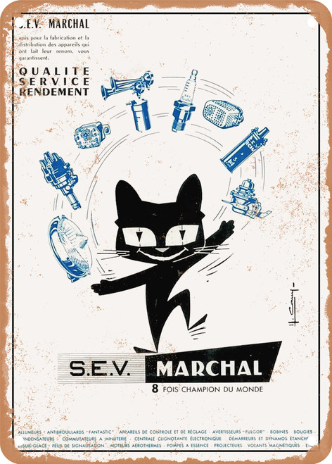 1963 SEV Marchal Quality service yield Vintage Ad Metal Sign