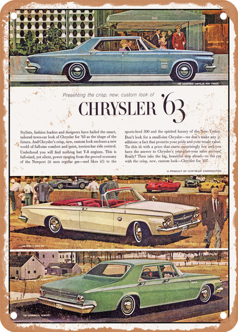 1963 Chrysler 63 Vintage Ad Metal Sign