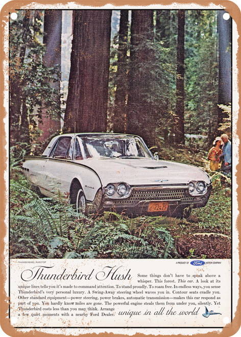 1962 Ford Thunderbird Hardtop Vintage Ad Metal Sign