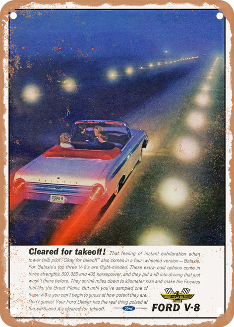 1962 Ford Galaxie Convertible Vintage Ad Metal Sign