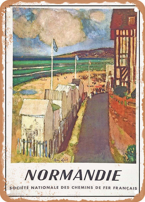 1961 Normandy SNCF Vintage Ad Metal Sign
