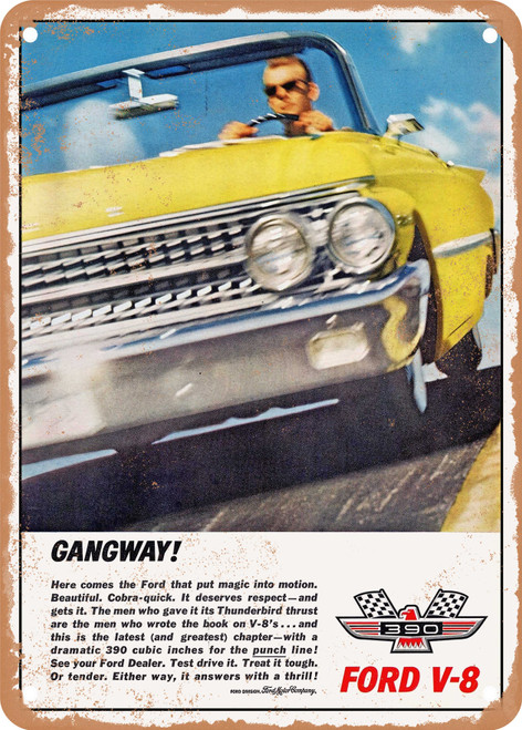 1961 Ford Galaxie Sunliner Convertible Vintage Ad Metal Sign