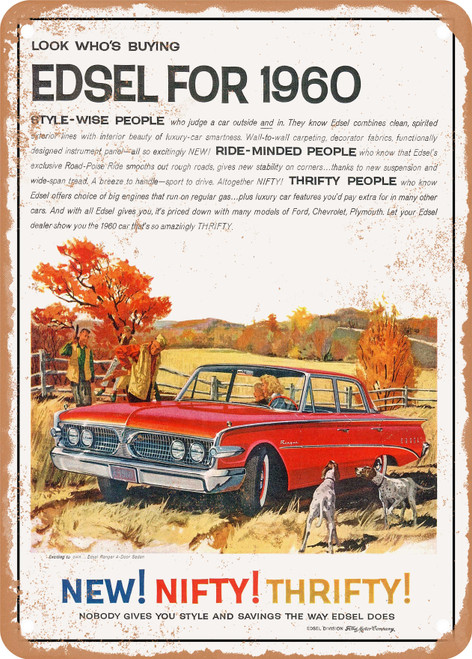 1960 Edsel Ranger 4 Door Sedan Vintage Ad Metal Sign