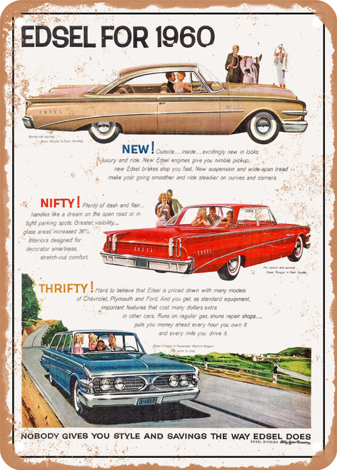 1960 Edsel Ranger 2 Door Hardtop 4 Door Sedan and Villager 9 Passenger ...