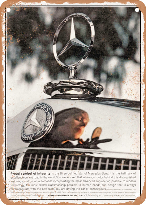 1959 Mercedes Benz Proud Symbol of Integrity Vintage Ad Metal Sign