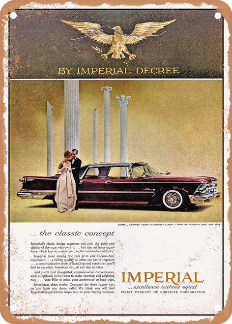 1959 Imperial Lebaron 4 Door Silvercrest Landau Vintage Ad Metal Sign