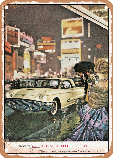 1959 Ford Thunderbird Hardtop Vintage Ad Metal Sign